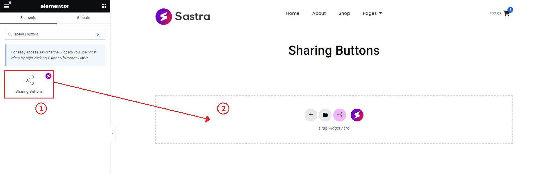 How To Use Sharing Buttons In Elementor - Spexo Addons