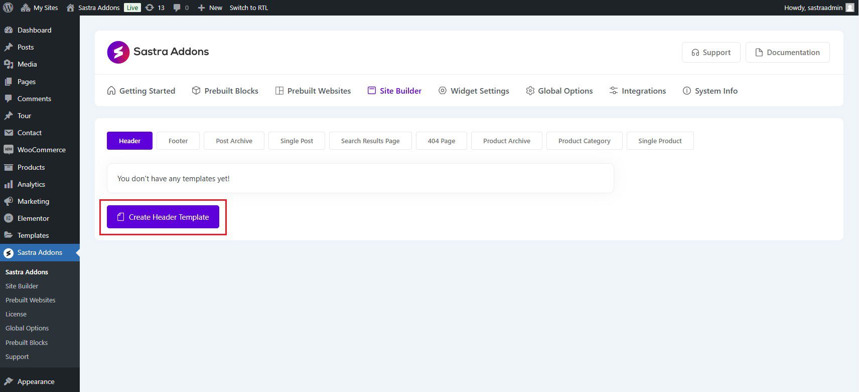 How To Setup Custom Header In Elementor Spexo Addons